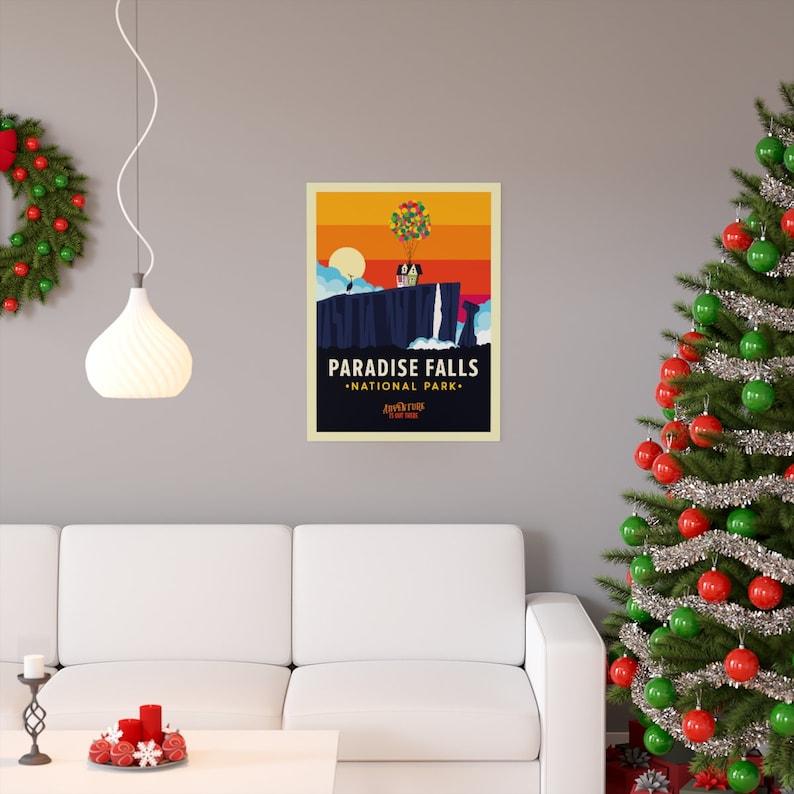 Paradise Falls Travel Poster Disney UP Poster Pixar UP Wall - Etsy
