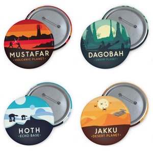 Star Wars Pin Badges | Star Wars Planets Pin Badges | Sizes 1.25'', 2. ...