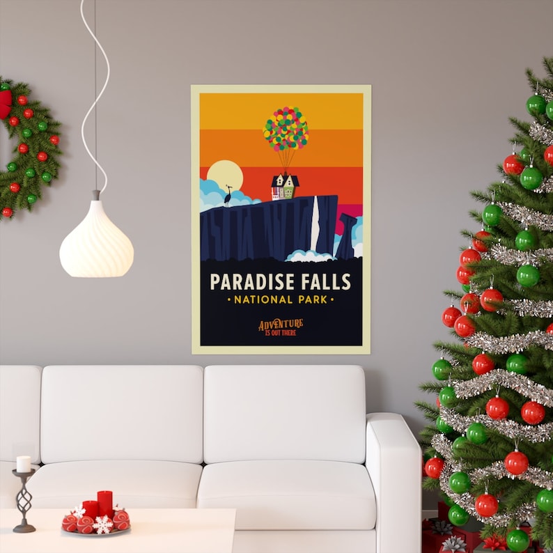 Paradise Falls Travel Poster, Disney UP Poster, Pixar UP Wall Art, UP ...