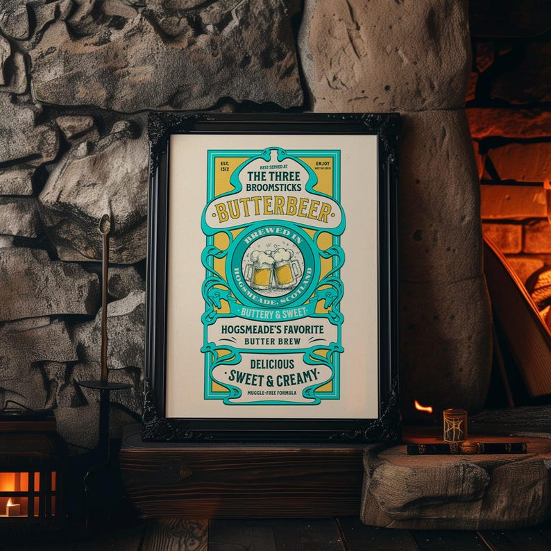 Butterscotch Brew Tavern Poster: Vintage Wizard Pub Art Print, Cozy ...