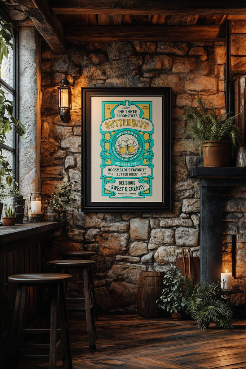 Butterscotch Brew Tavern Poster: Vintage Wizard Pub Art Print, Cozy ...