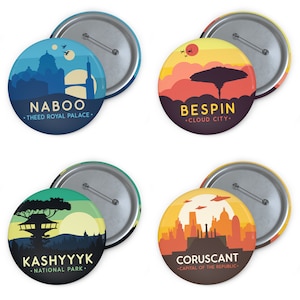 Star Wars Pin Badges | Star Wars Planets Pin Badges | Sizes 1.25'', 2. ...