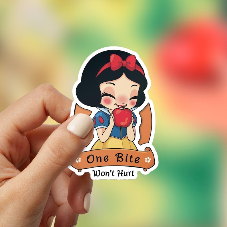 Snow White “one Bite Won’t Hurt” Waterproof Vinyl Sticker, Disney ...