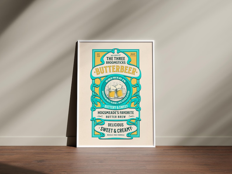 Butterscotch Brew Tavern Poster: Vintage Wizard Pub Art Print, Cozy ...