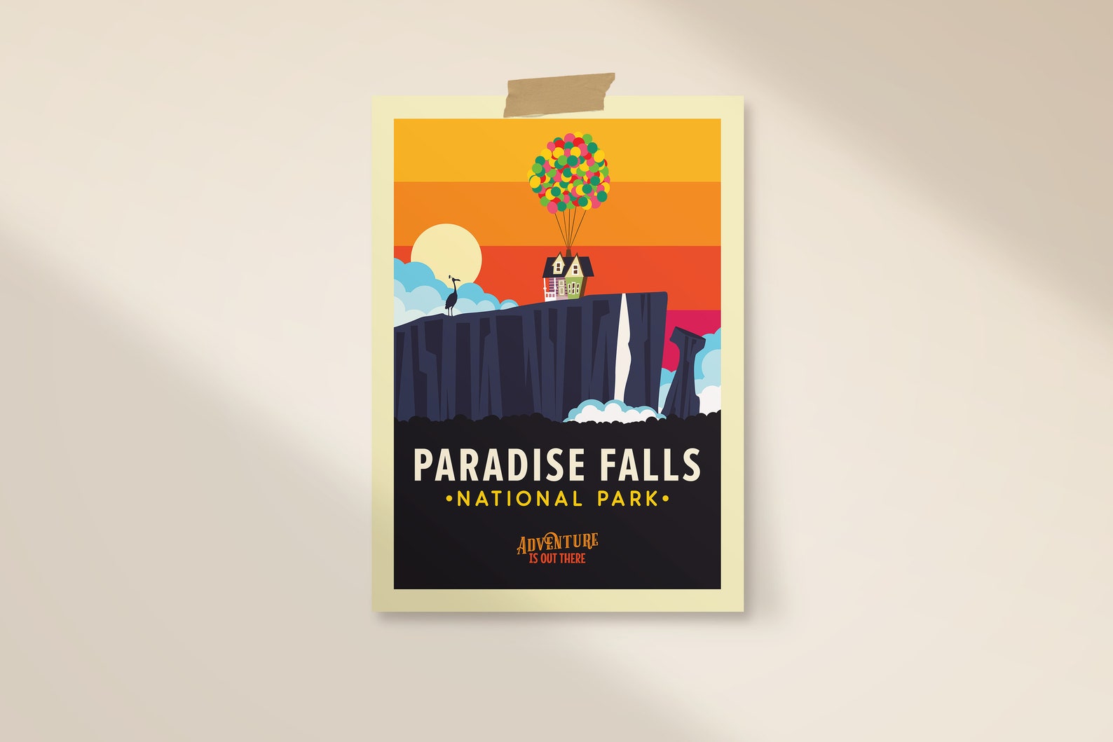 Paradise Falls Travel Poster, Disney UP Poster, Pixar UP Wall Art, UP ...
