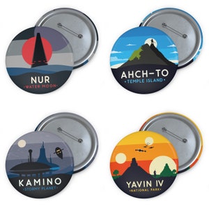 Star Wars Pin Badges | Star Wars Planets Pin Badges | Sizes 1.25'', 2. ...