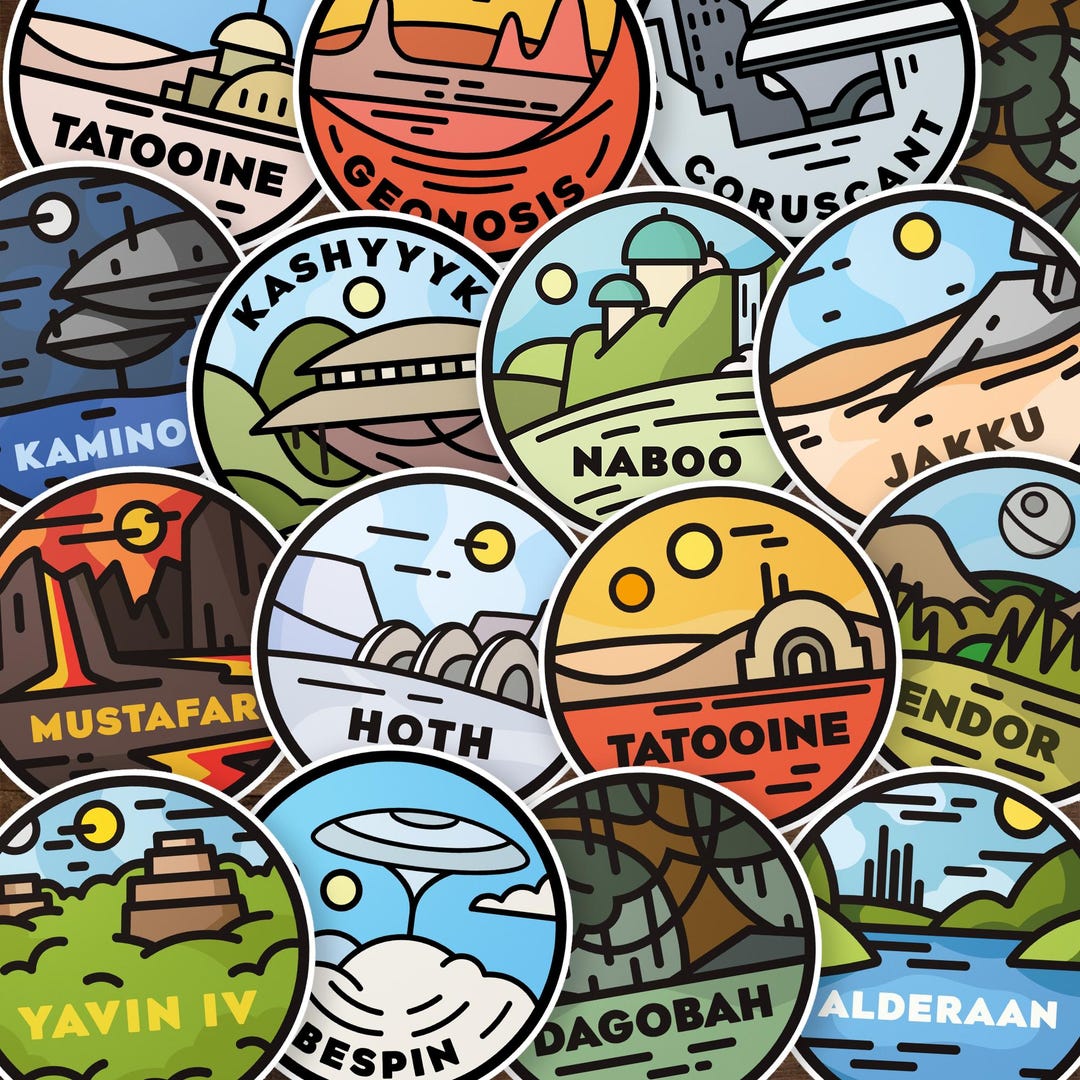 Star Wars Planet Stickers: Weatherproof Vinyl Decals - Tatooine, Hoth ...