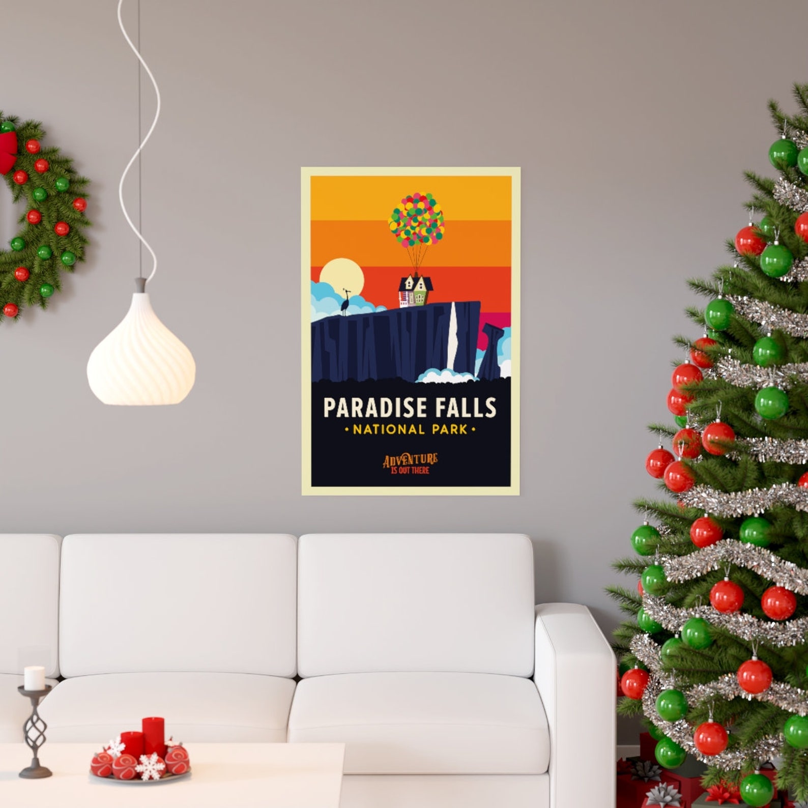Paradise Falls Travel Poster, Disney UP Poster, Pixar UP Wall Art, UP ...