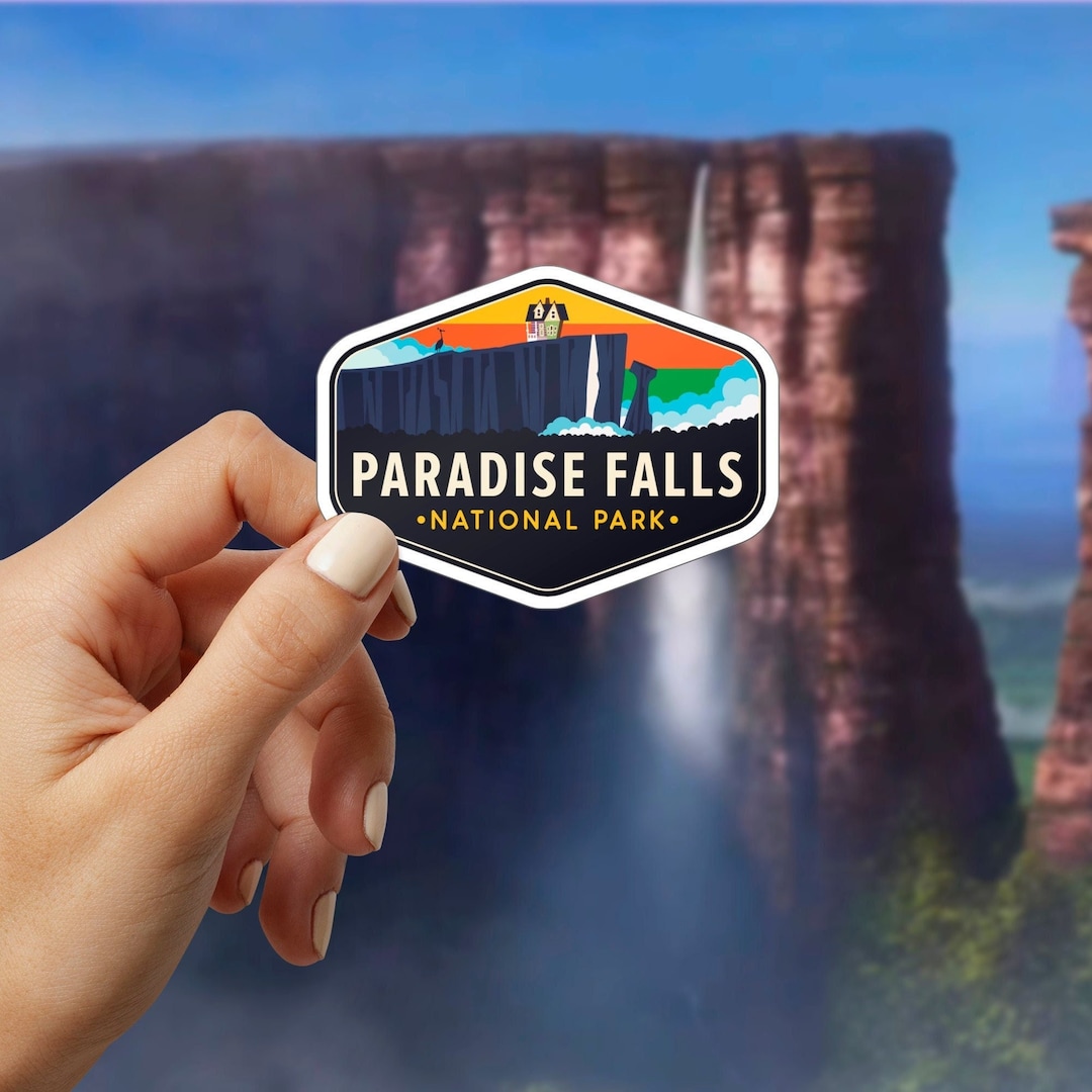 Paradise Falls National Park Sticker | Disney UP Movie Art - Etsy