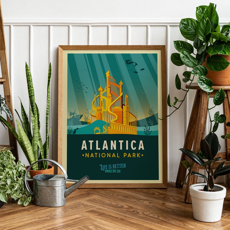 Disney Little Mermaid Poster, Atlantica Travel Poster, Disney Mermaid ...
