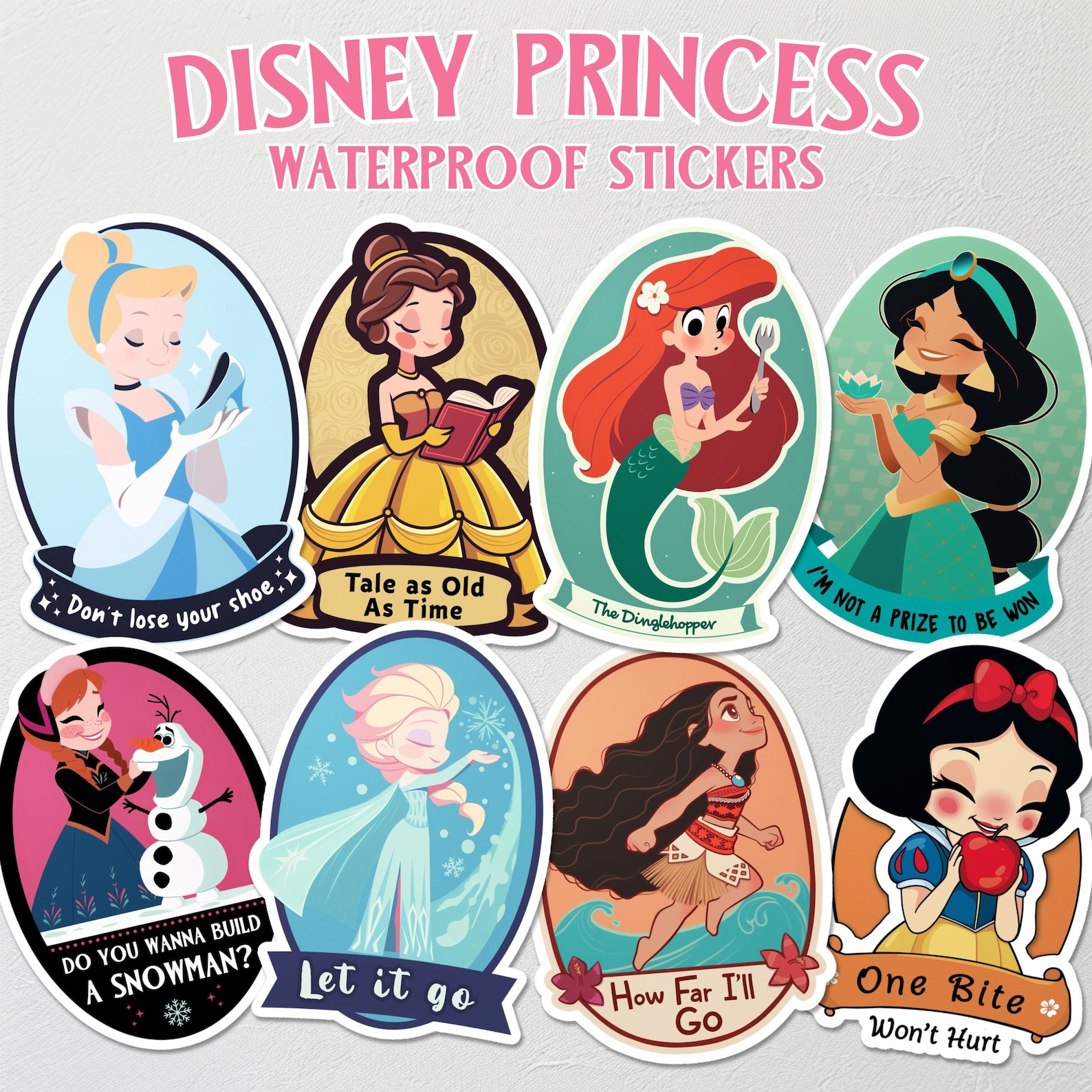 Snow White “one Bite Won’t Hurt” Waterproof Vinyl Sticker, Disney ...