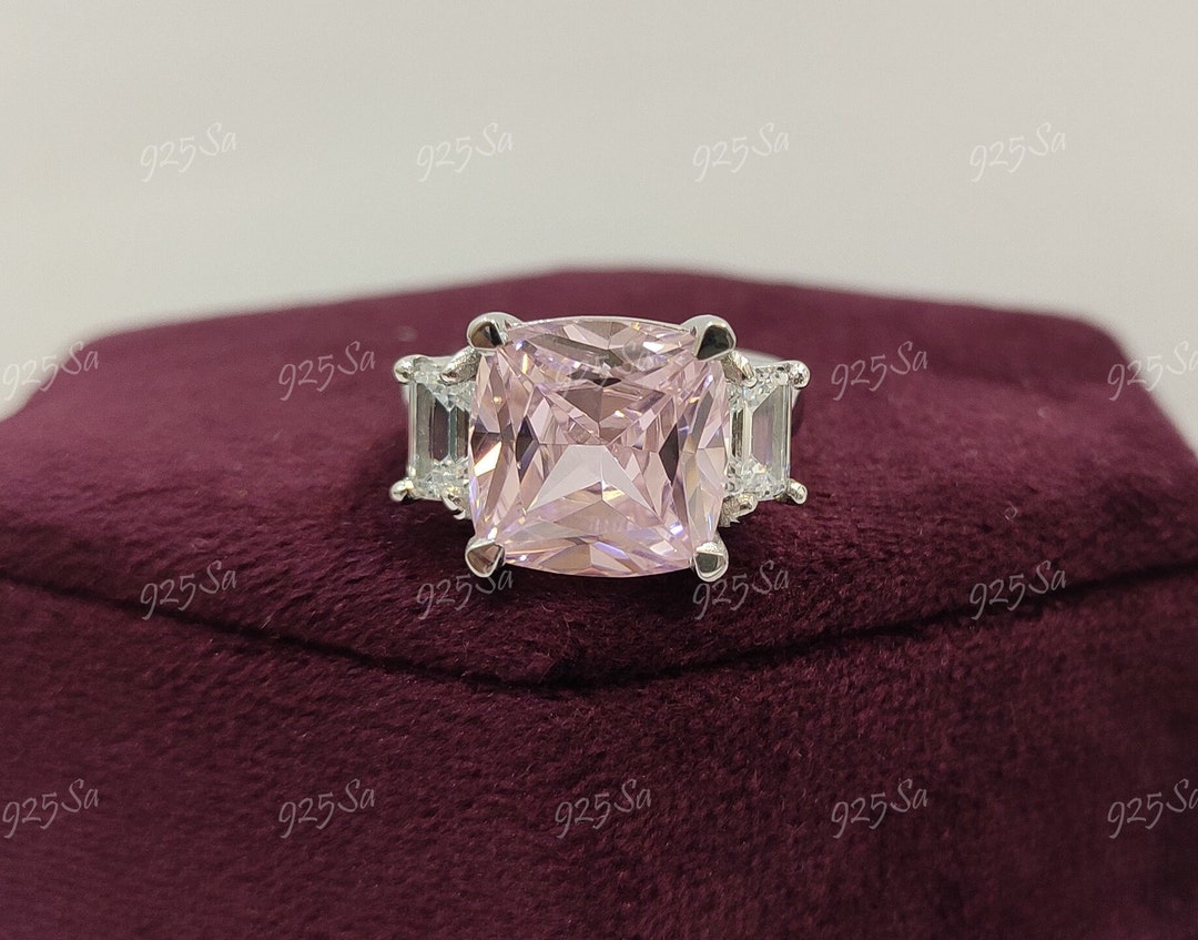 2.50 Ct Pink Cushion Cut Diamond Wedding Engagement Ring in 925 ...