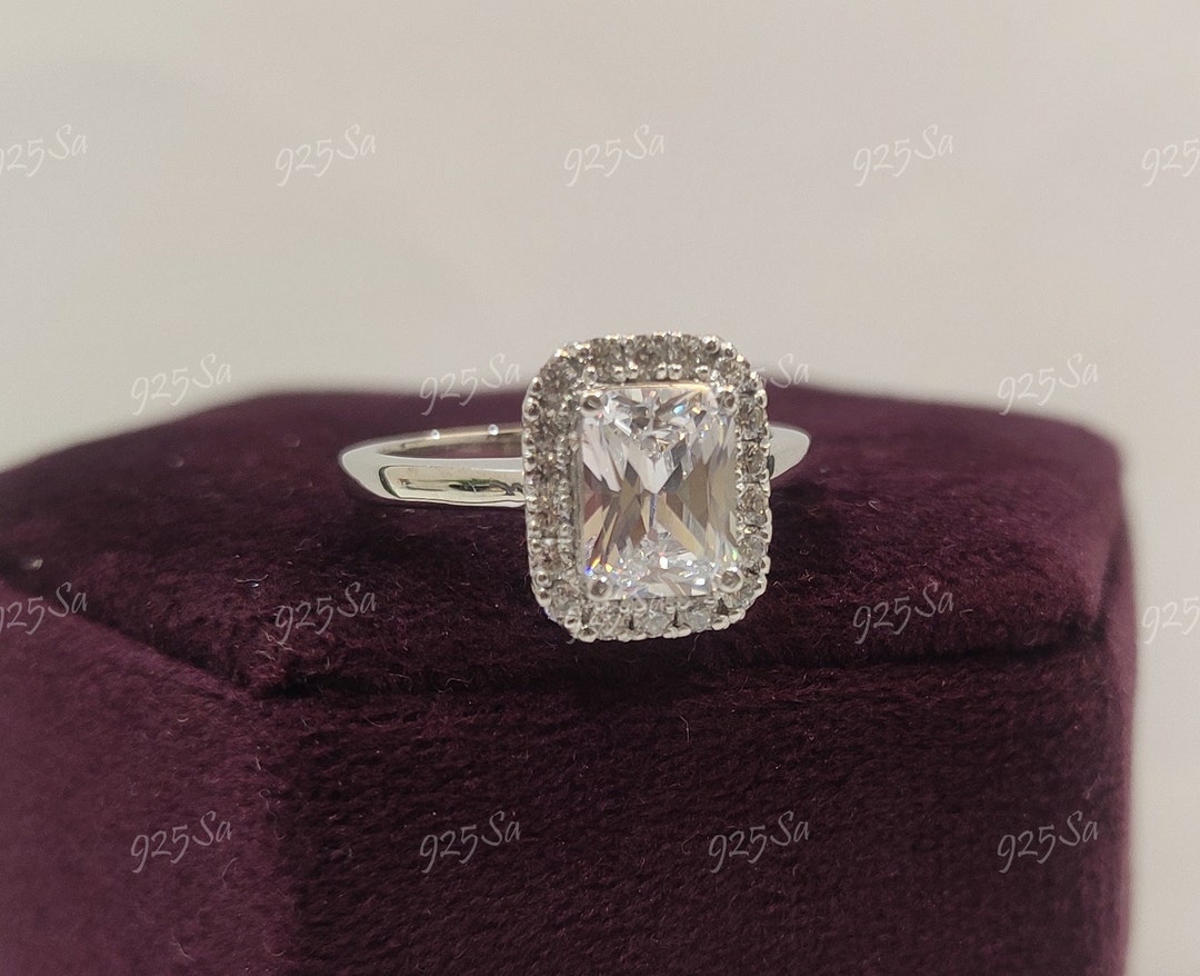 1930s Vintage 2.30ct White Radiant Cut Engagement Ring in 925 Sterling ...