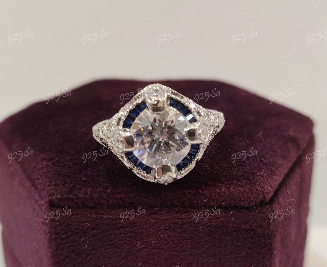 1930s Vintage 2.30ct White Round Cut Engagement Wedding Ring in 925 ...