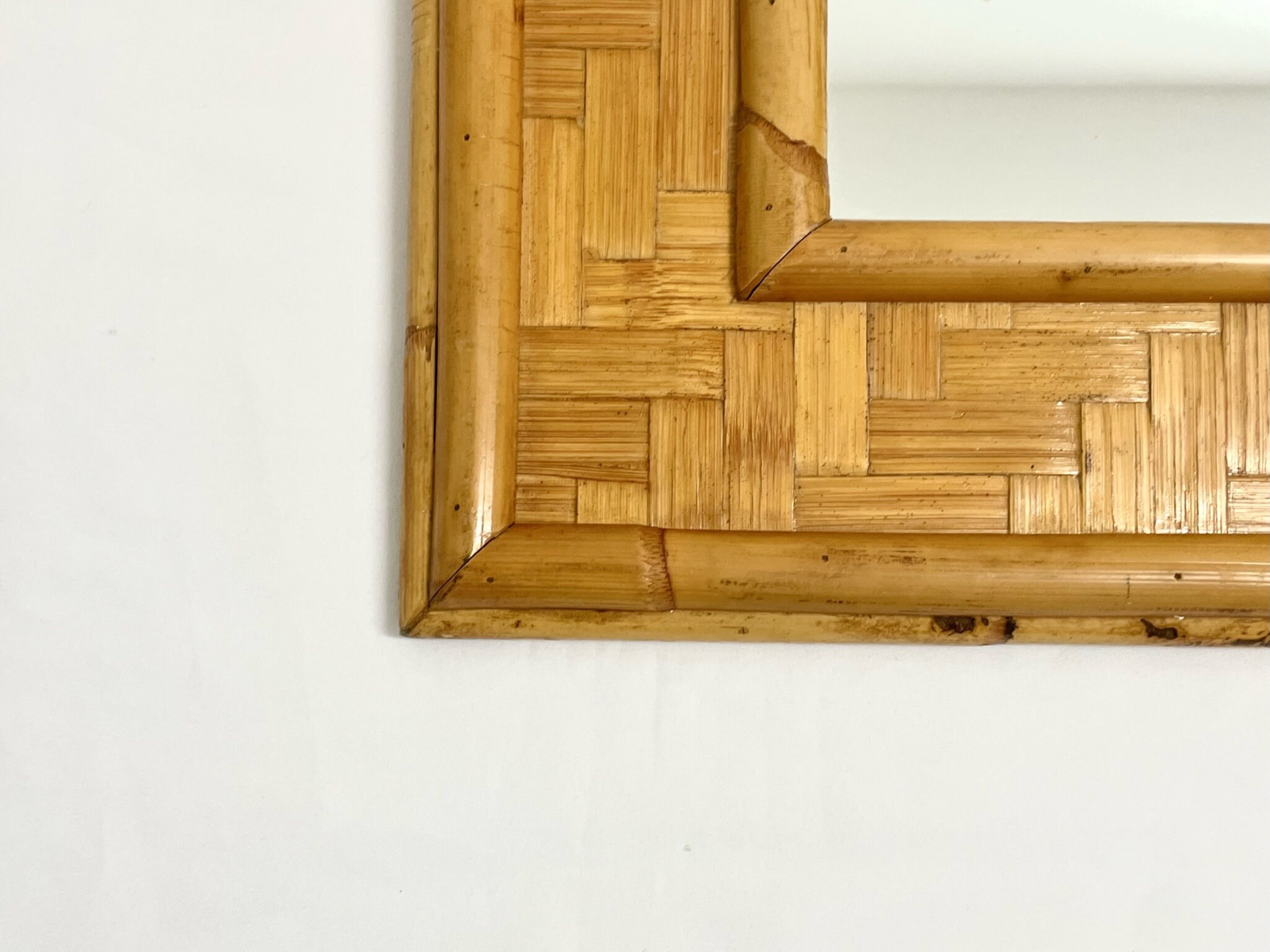 Vintage Rectangular Mirror 60's Bamboo and Palm Made in Italy - Etsy
