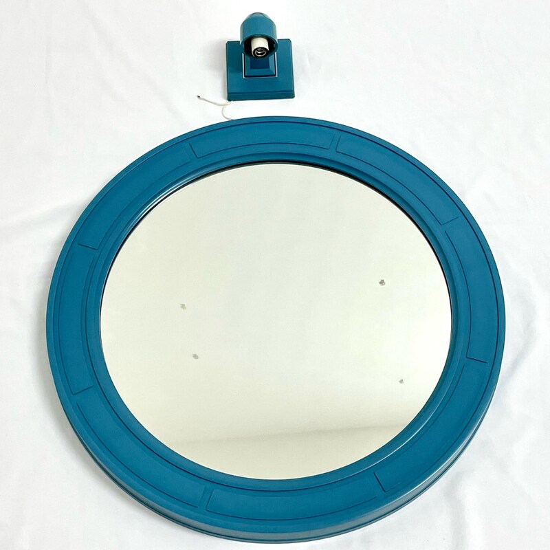 Round Blue Mirror - Etsy