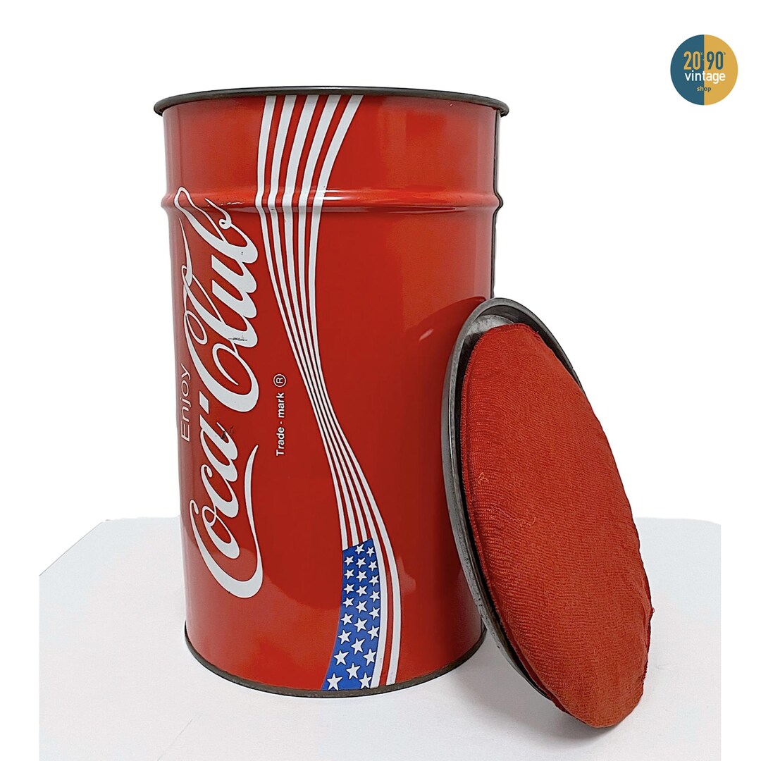 Coca Cola Storage Stool, Tin Barrel, Vintage Advertising, Coca Club ...