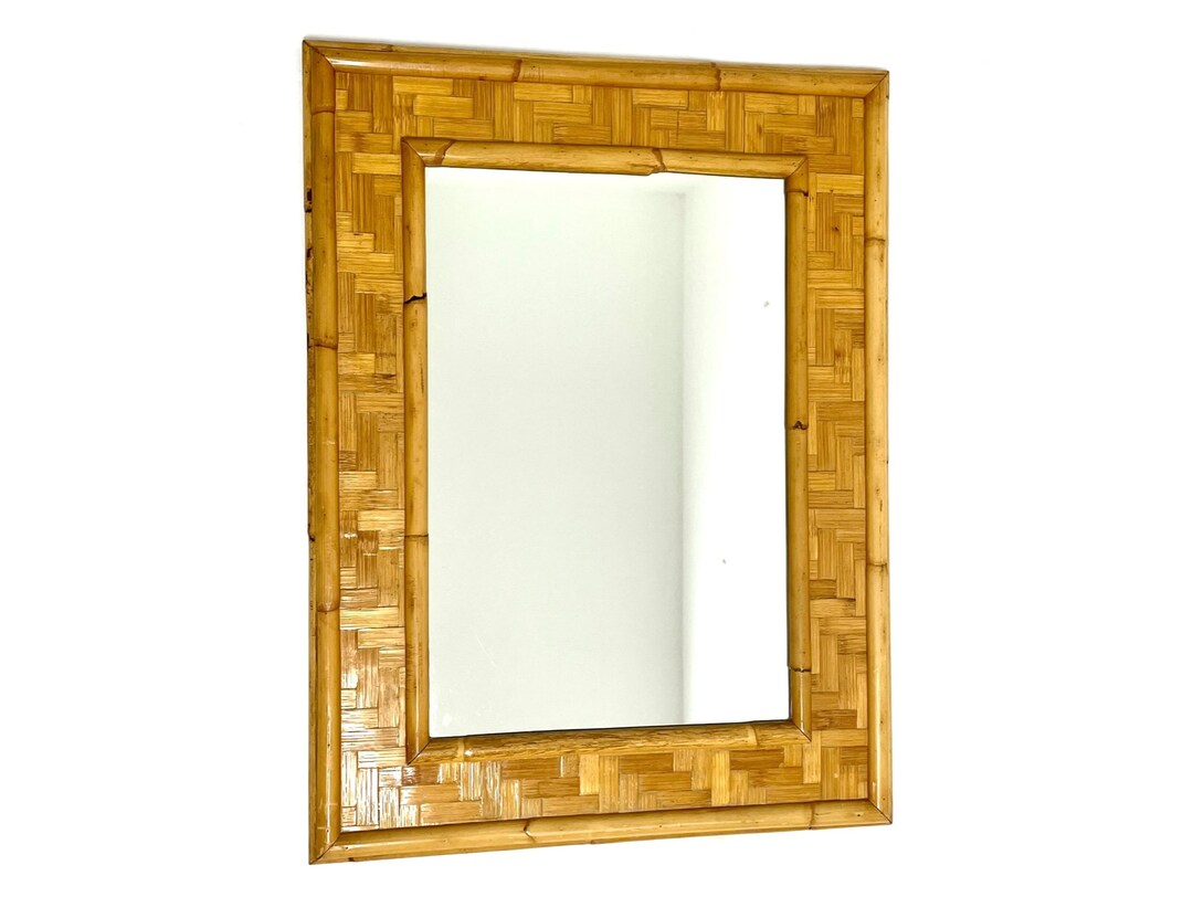 Vintage Rectangular Mirror 60's Bamboo and Palm Made in Italy - Etsy