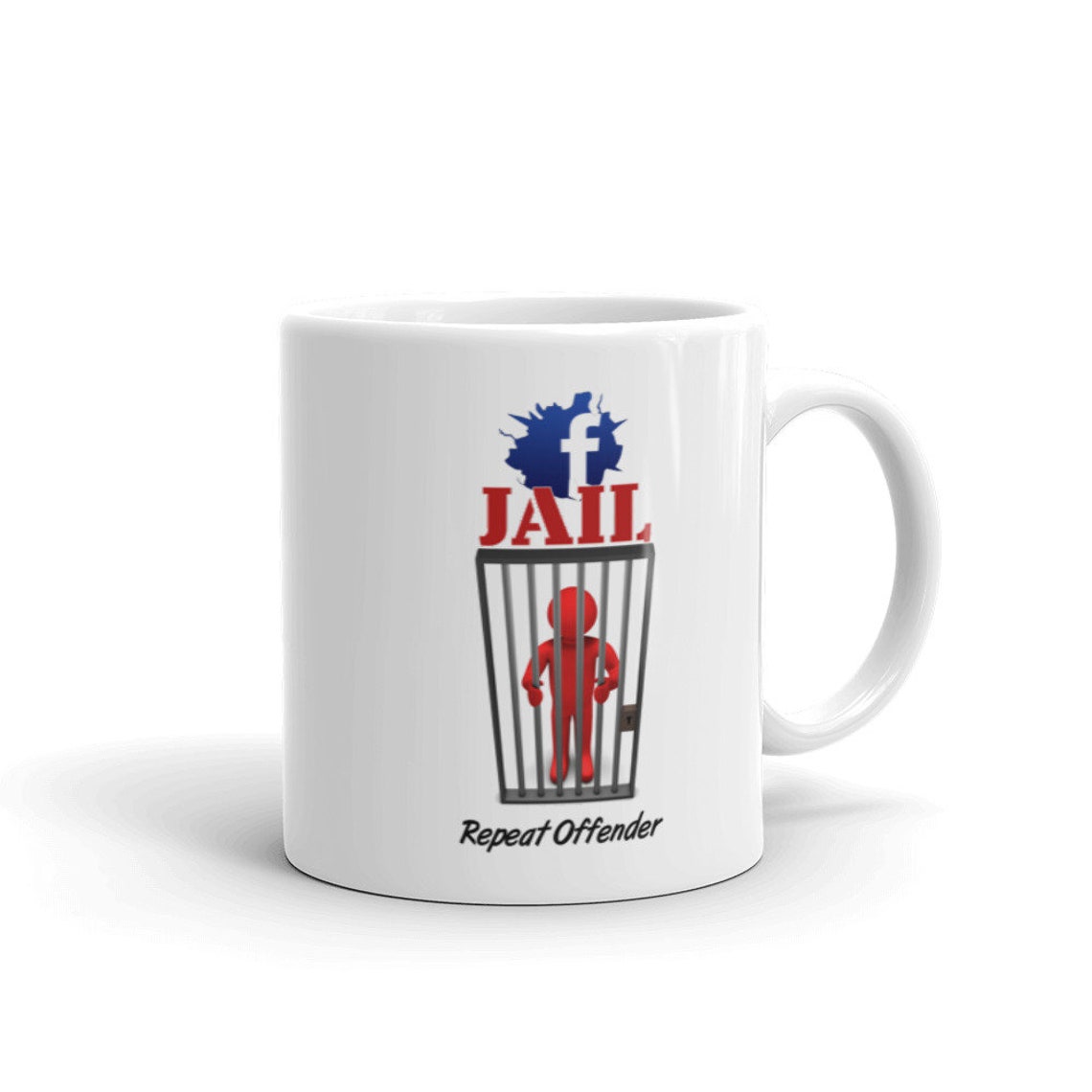 Facebook Jail Inmate Mug, Facebook Jail Repeat Offender Cup, Censored ...