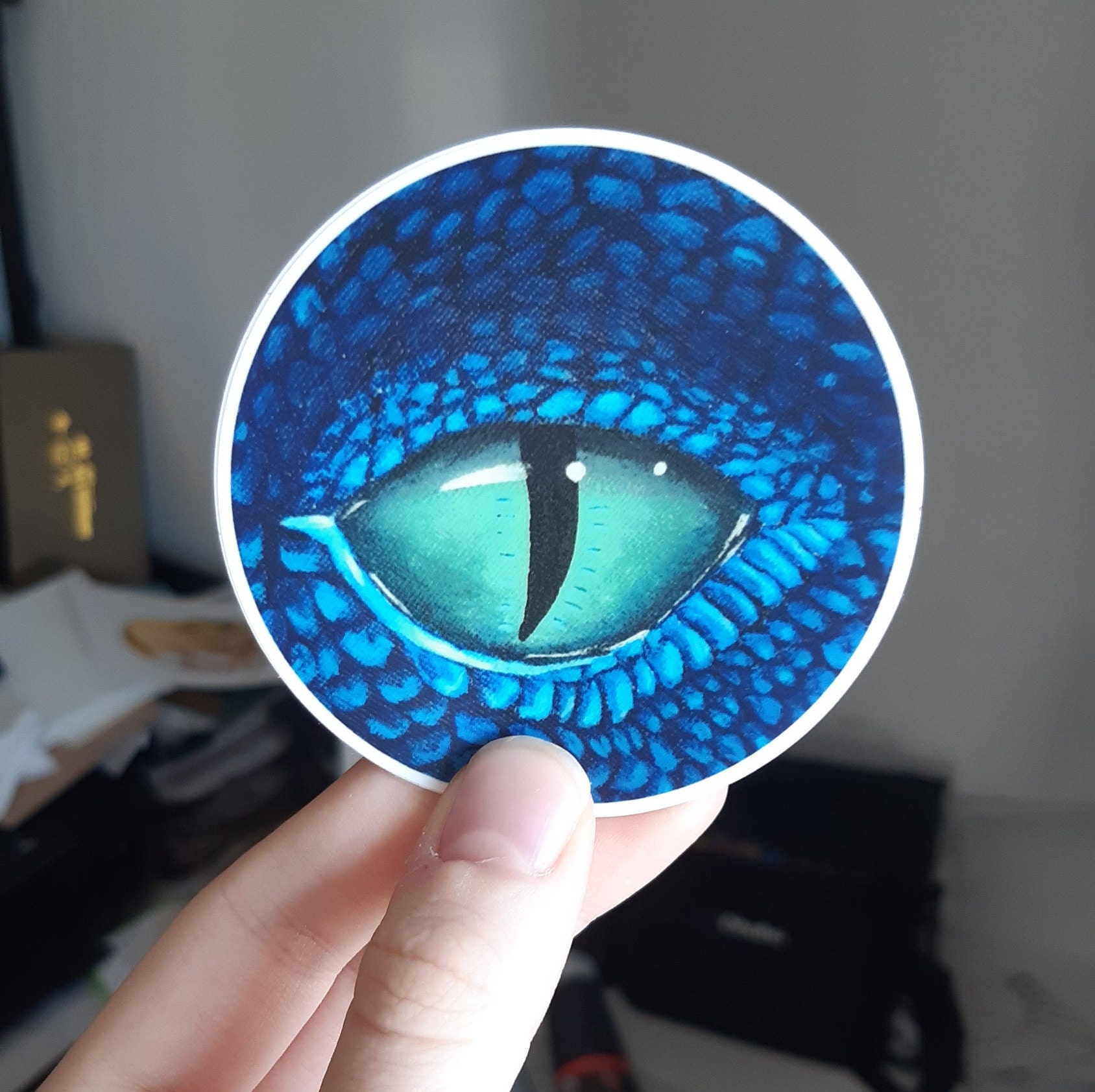 Vinyl Sticker of Water Dragon Eye Painting, Aesthetic Laptop Sticker ...
