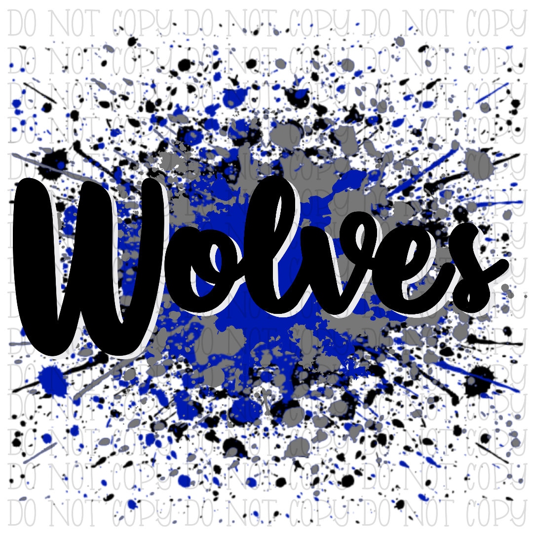 Wolves - Royal Blue Gray and Black Paint Spatter - West Virginia ...
