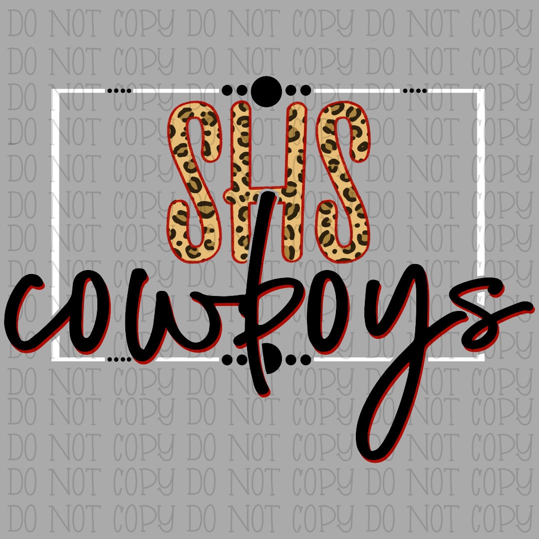 SHS Cowboys Sumner High School Leopard White Border/red Border Black ...