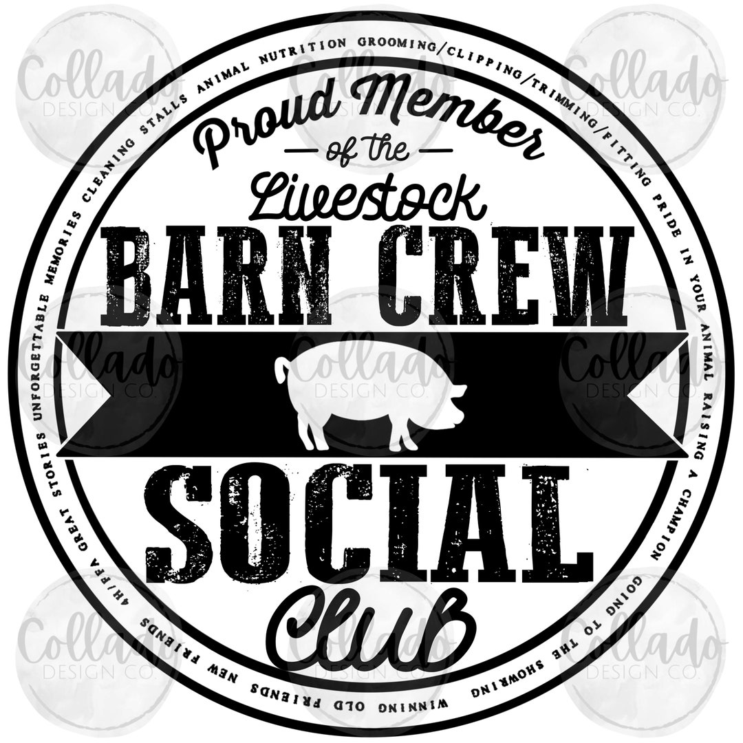Member of the Livestock Barn Crew Social Club Pig Farm Animals Digital ...