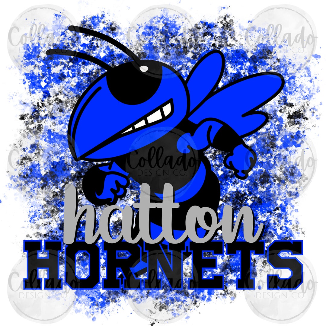 Hatton Hornets Paint Spatter School Sports Team Blue and Black Alabama ...