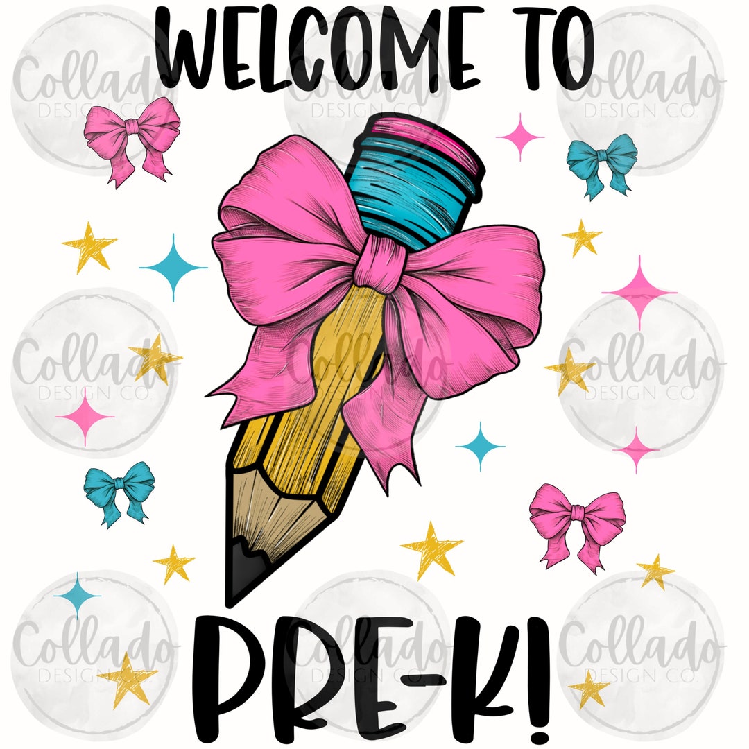 Welcome to Pre-k! Pencil Drawing Big Pink Bow Stencil Teacher Teaching ...
