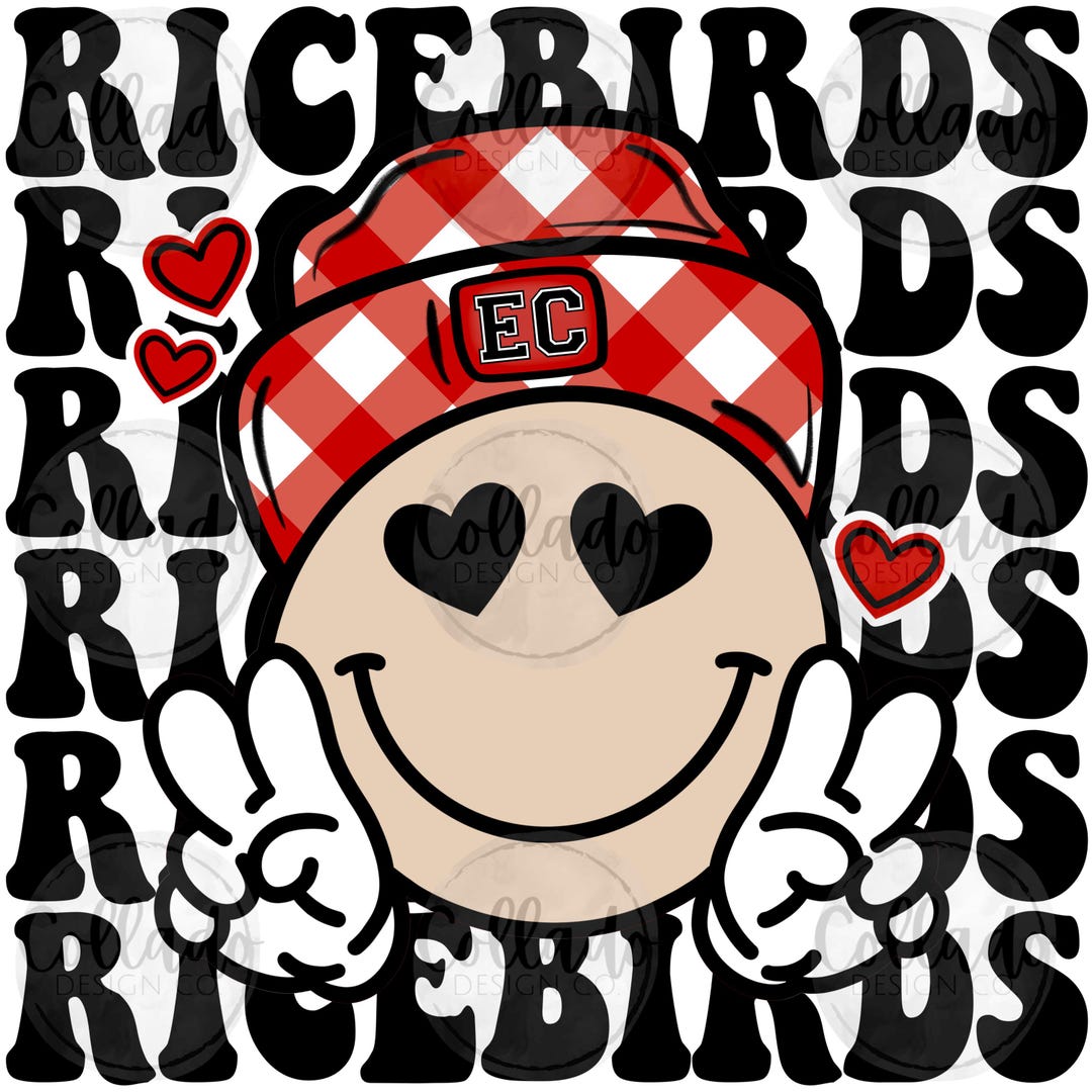 El Campo Ricebirds Peace Smile Hippie Red White Black Texas School ...