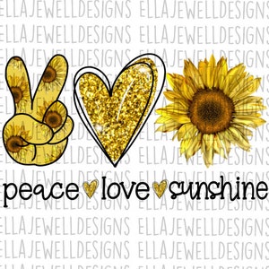 Peace Love Sunshine - Sunflower - Gold - Glitter - Digital Download ...