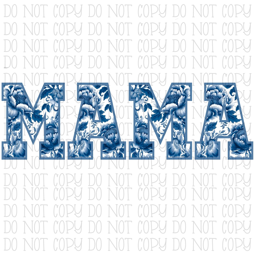 Mama Blue Floral - Chinoiserie Print - 3 Files Included - Digital ...