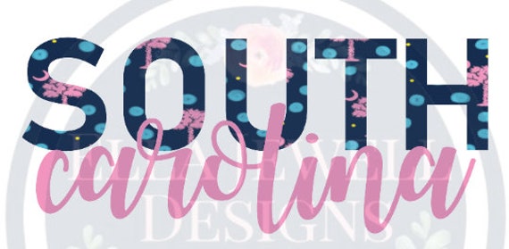 South Carolina SC 3 Files Palmetto Trees Pink Blue Yellow - Etsy