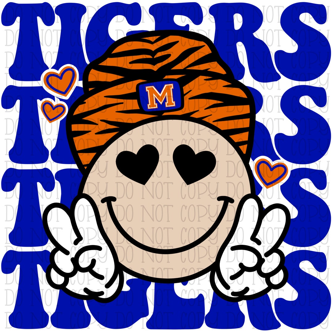 Mullins Tigers Peace Smile - Kentucky Blue and Orange - Tiger Print ...