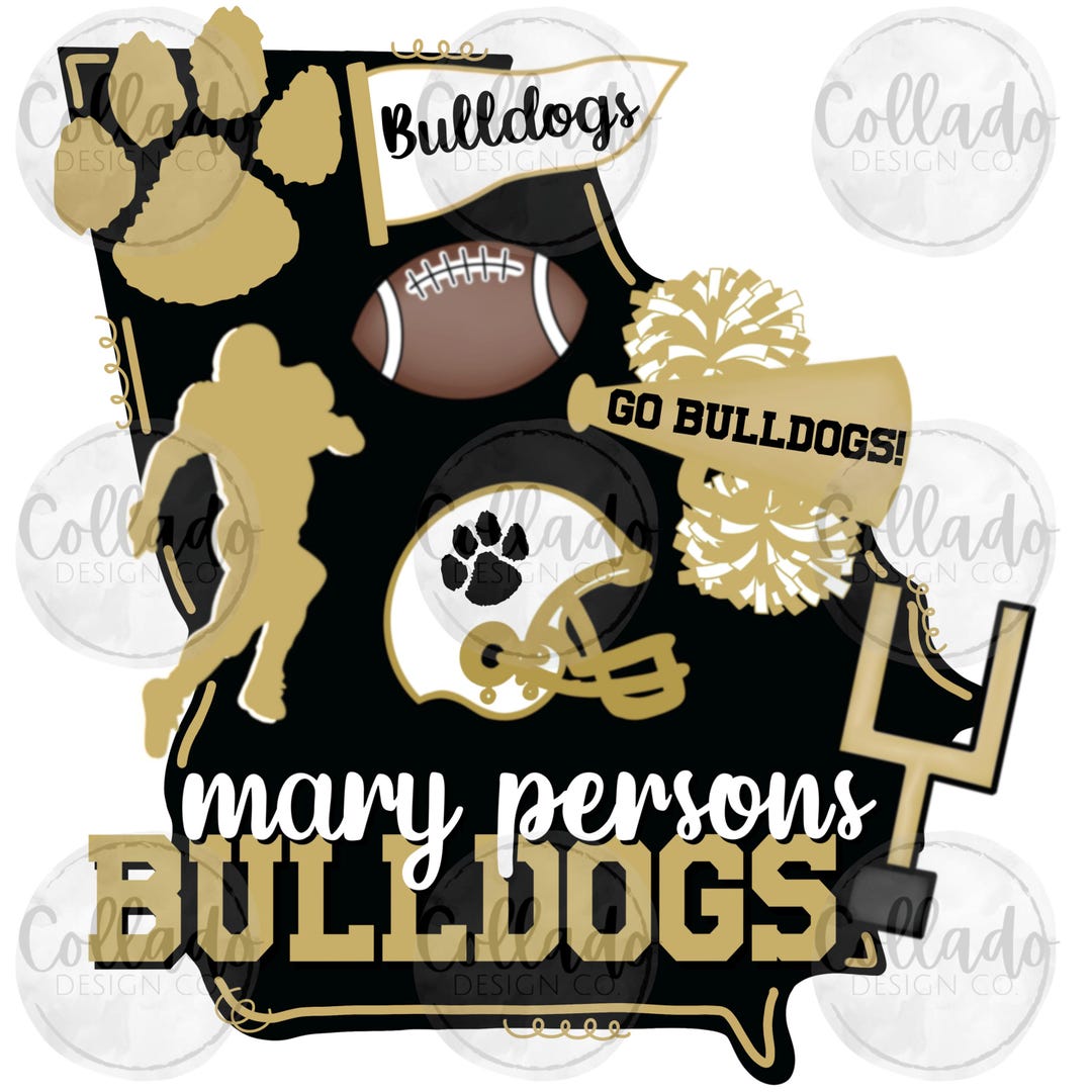 Mary Persons Bulldogs Georgia Black and Gold Forsyth GA Football Sports ...