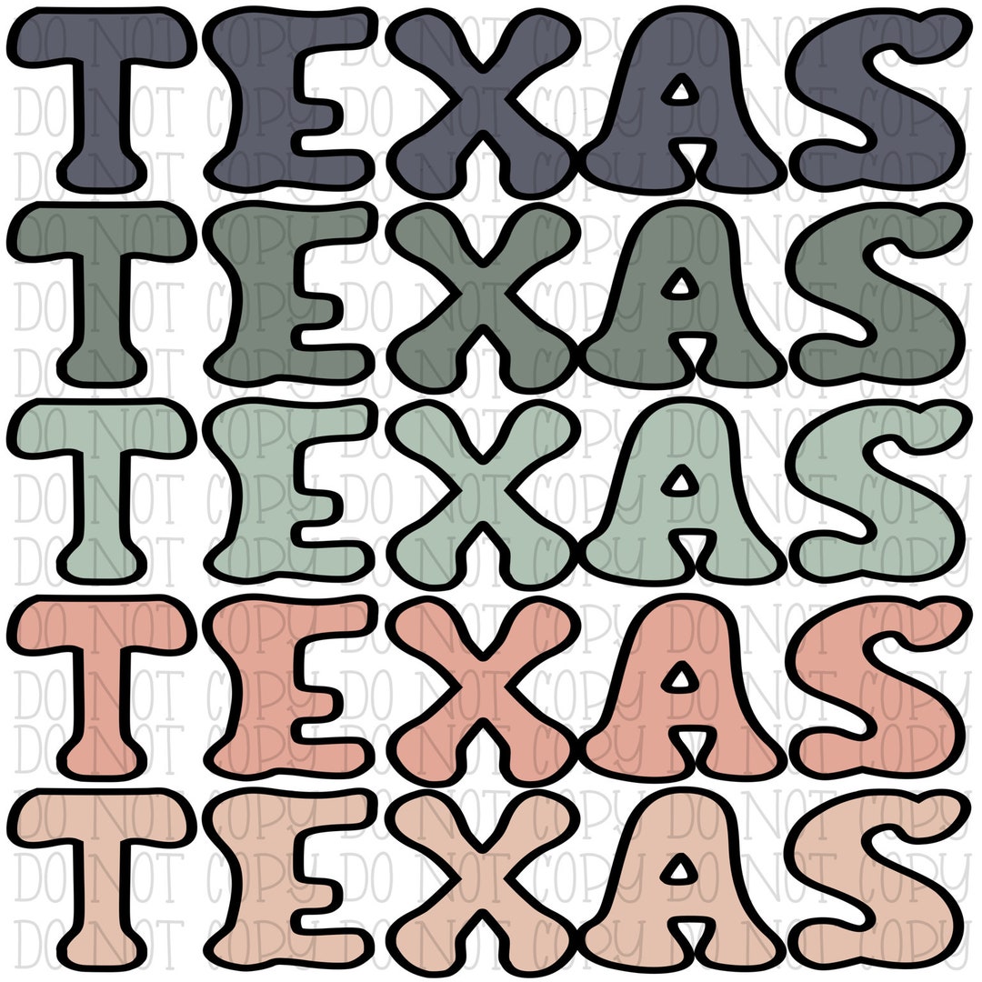 Retro Texas TX Pastel Colors State Digital Download Instant PNG File - Etsy
