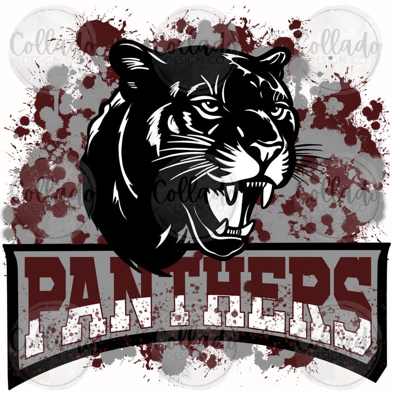 Panthers Maroon and Gray Paint Spatter High School Sports Team Football ...