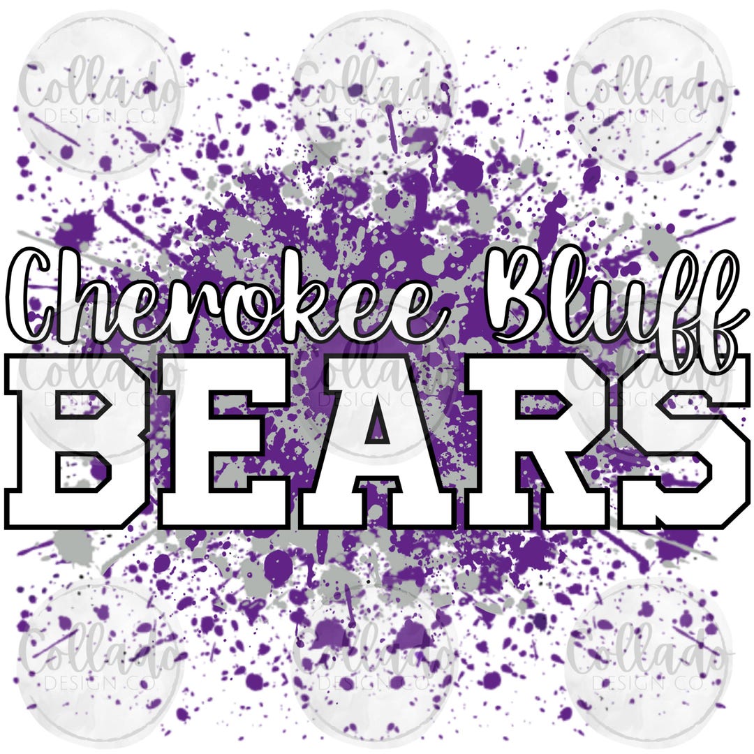 Cherokee Bluff Bears Paint Spatter Splatter Purple and Gray Georgia ...