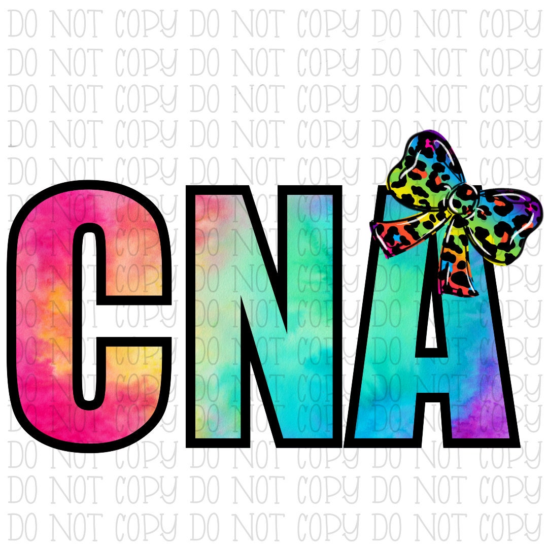 CNA Certified Nursing Assistant Rainbow Leopard Bow Healthcare Nurse ...