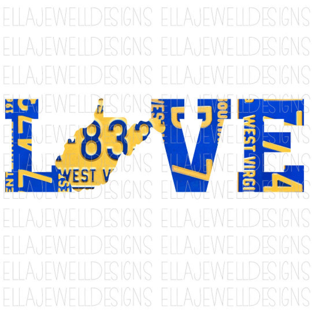 Love - West Virginia - Blue and Gold - License Plates - Tags - LOVE WV ...
