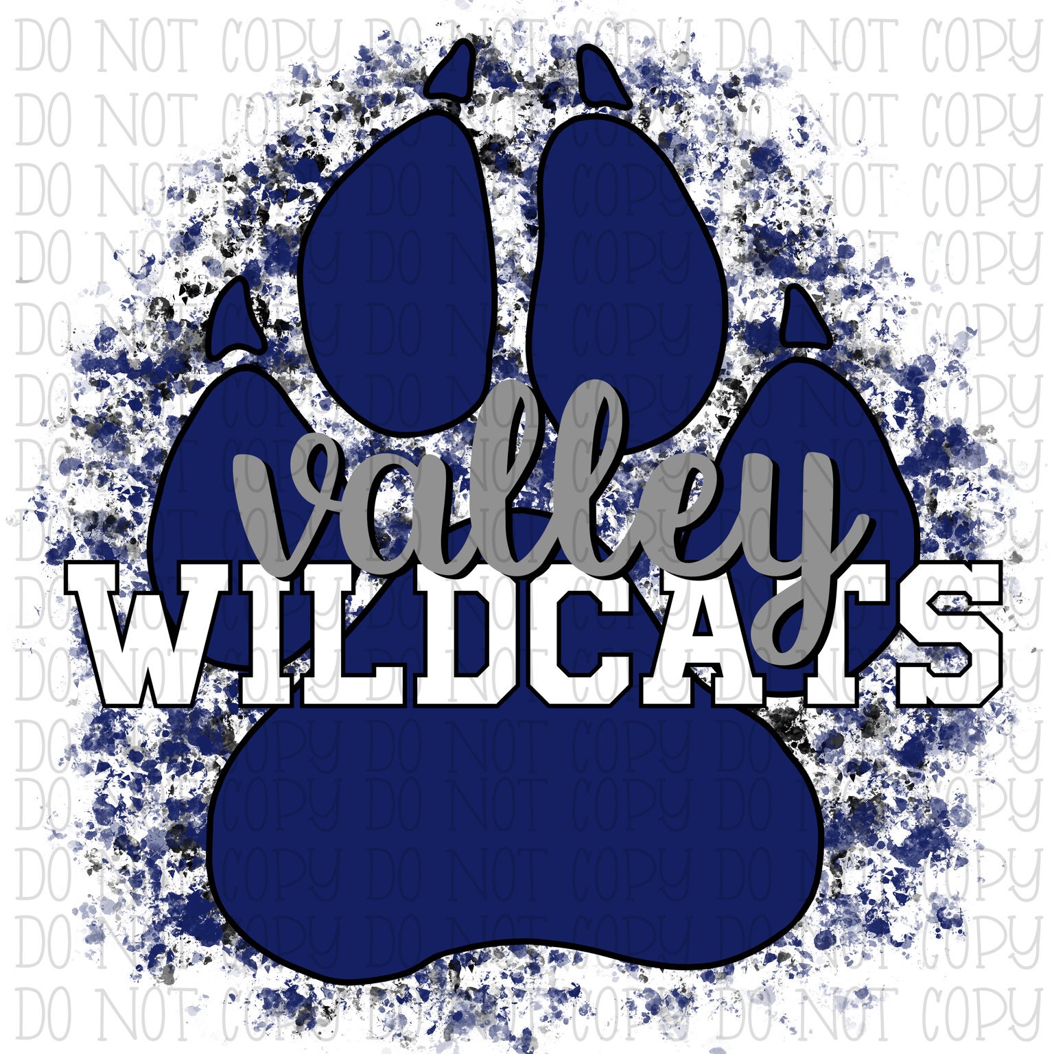 Blue Wildcat Paw Print