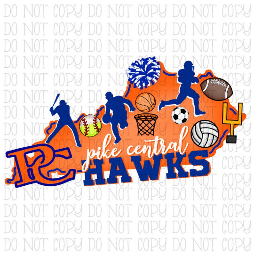 Pike Central Hawks - Kentucky - School Sports Team - Blue and Orange ...