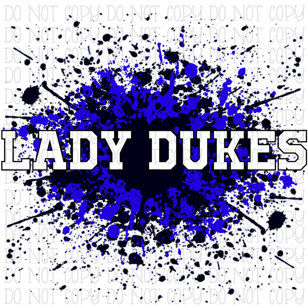 Lady Dukes Paint Spatter Splatter Royal Blue and Black School Sports ...