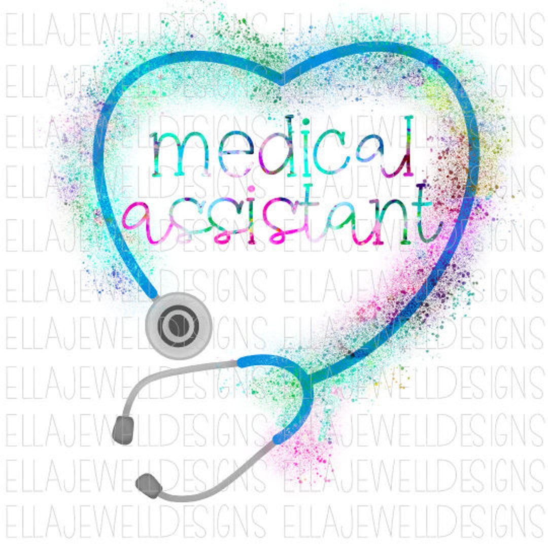 Medical Assistant Heart Stethoscope Watercolors Nursing Digital Instant ...