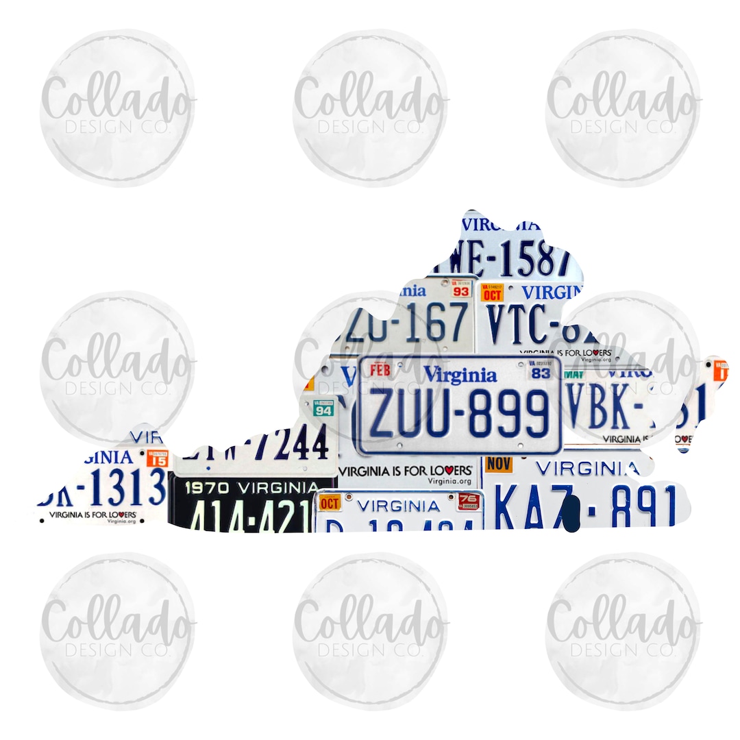 Virginia License Plates State Outline VA Digital Download Instant PNG ...