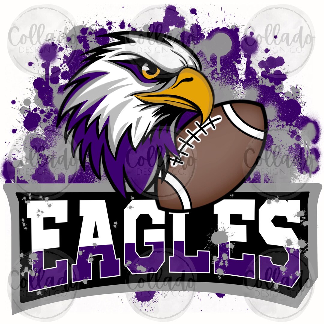 Eagles Purple and Gray Paint Spatter Football High School Sports Team ...