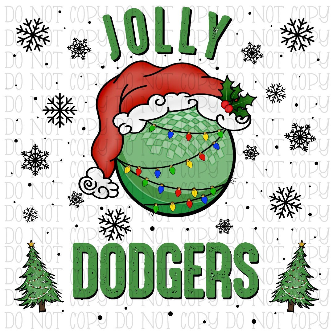 Jolly Dodgers Dodgeball Green - Santa Hat - Christmas Lights - School ...