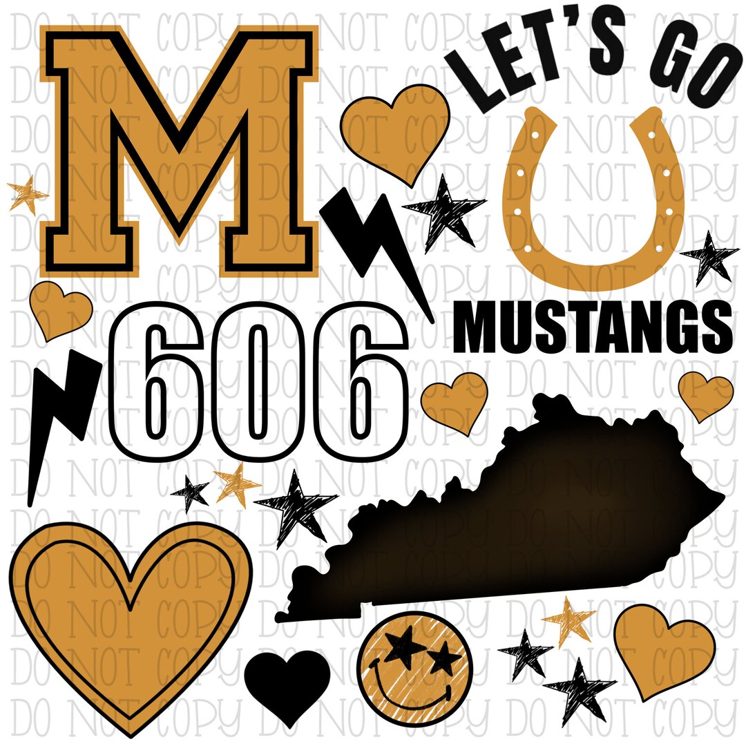 Millard Mustangs High School Gold and Black Scatter Hearts Stars ...