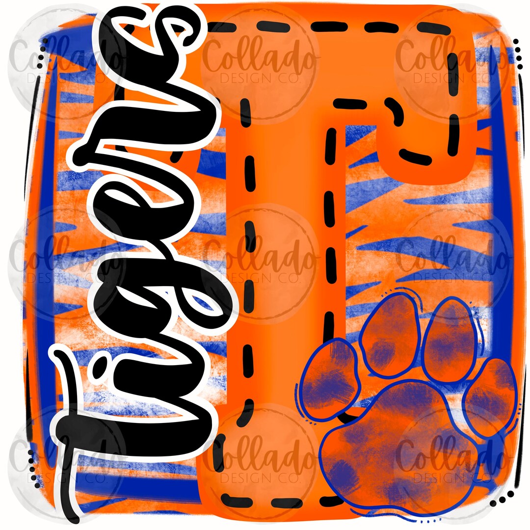 Tigers Blue and Orange Football Basketball Baseball Softball School ...