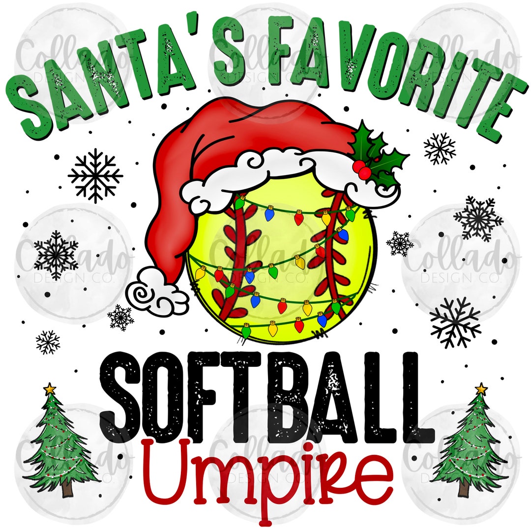 Santa's Favorite Softball Umpire - Santa Hat - Christmas Lights ...